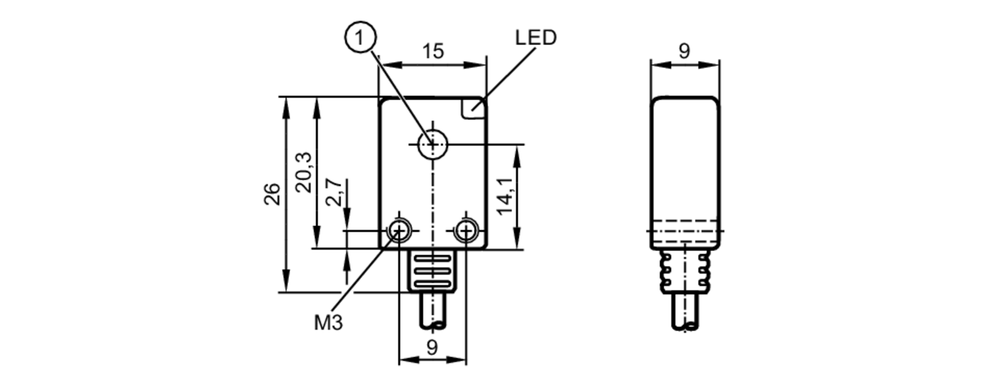 O7E200 - Through-beam sensor receiver - ifm