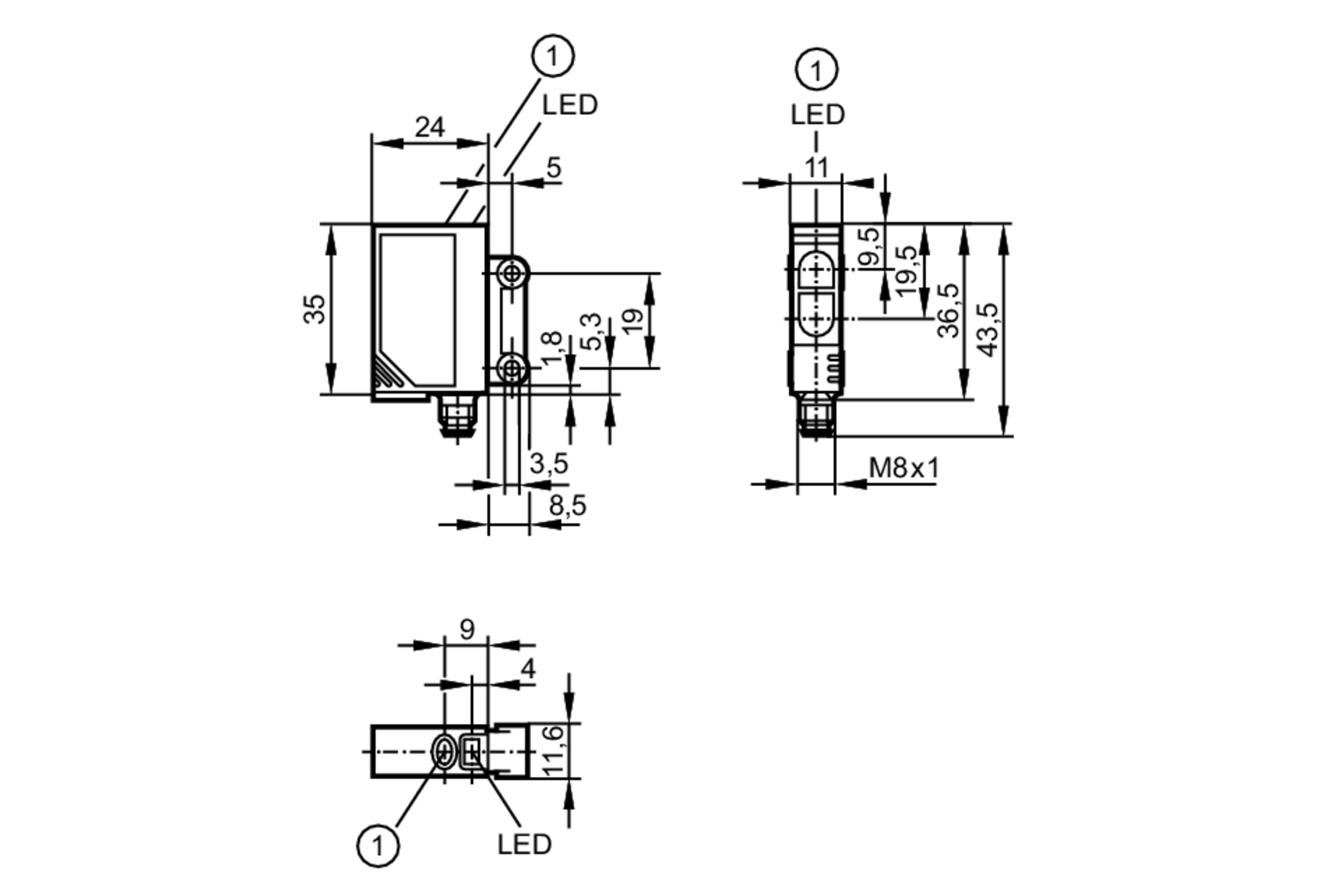 OJ5148 - Diffuse reflection sensors with background suppression - ifm