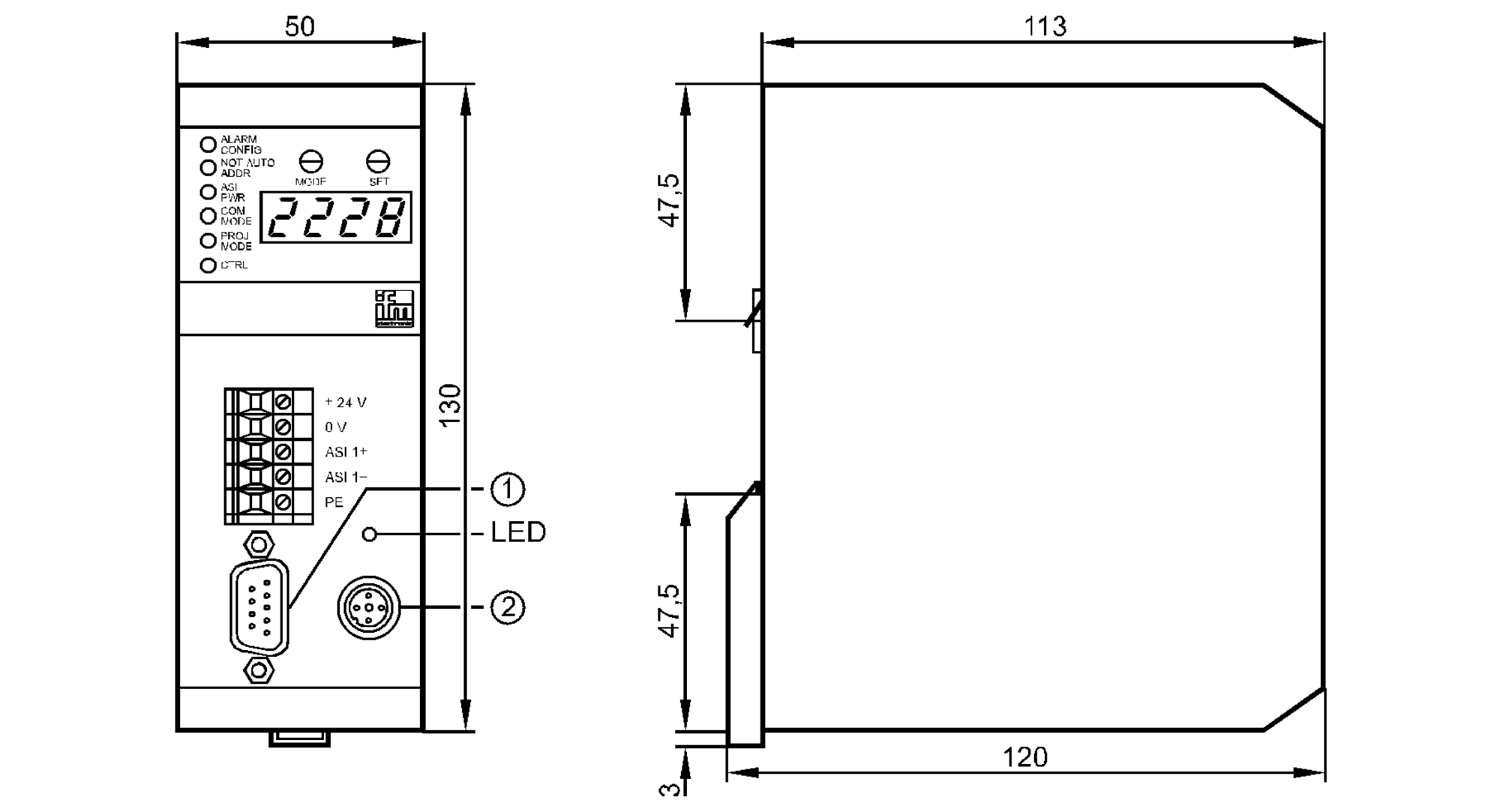 AC1008 - AS-Interface DeviceNet gateway with PLC - ifm