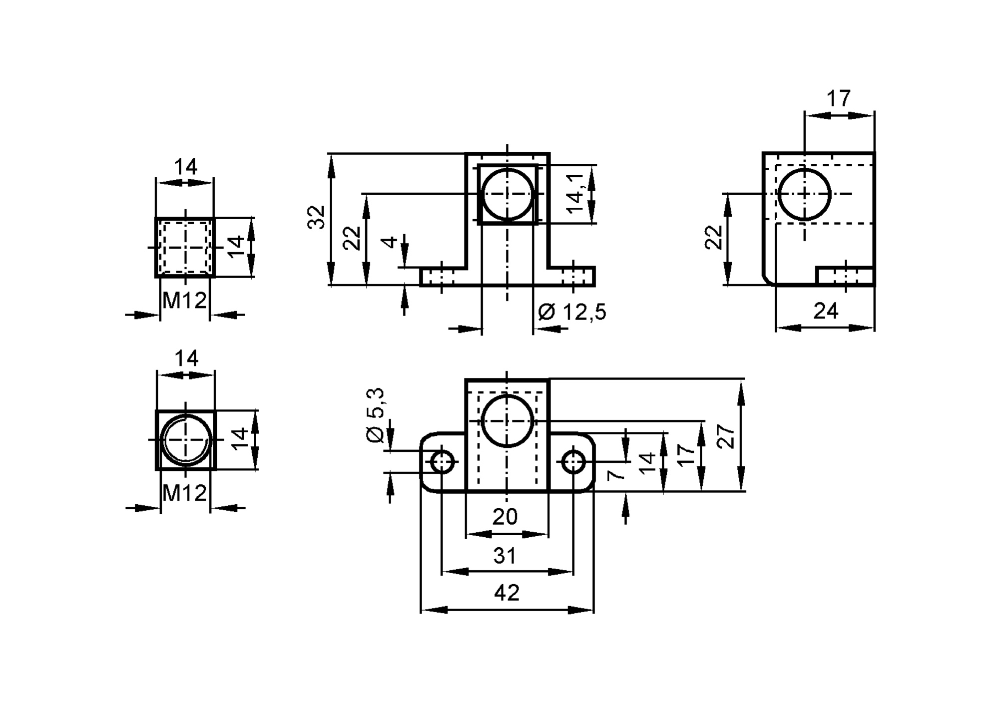 E20952 - Mounting cube for aluminium profiles - ifm