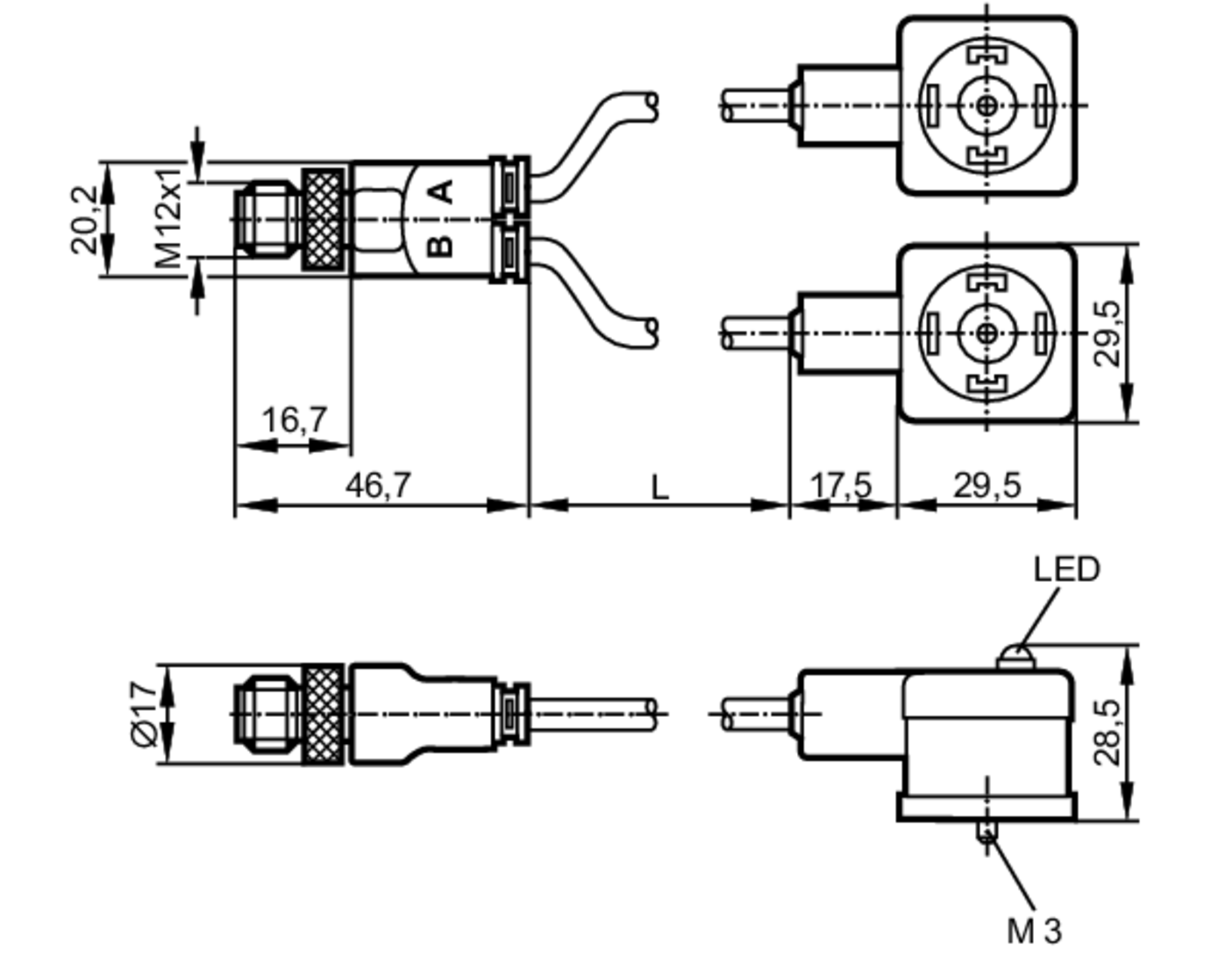 E12068 - Y-splitter with valve plug - ifm