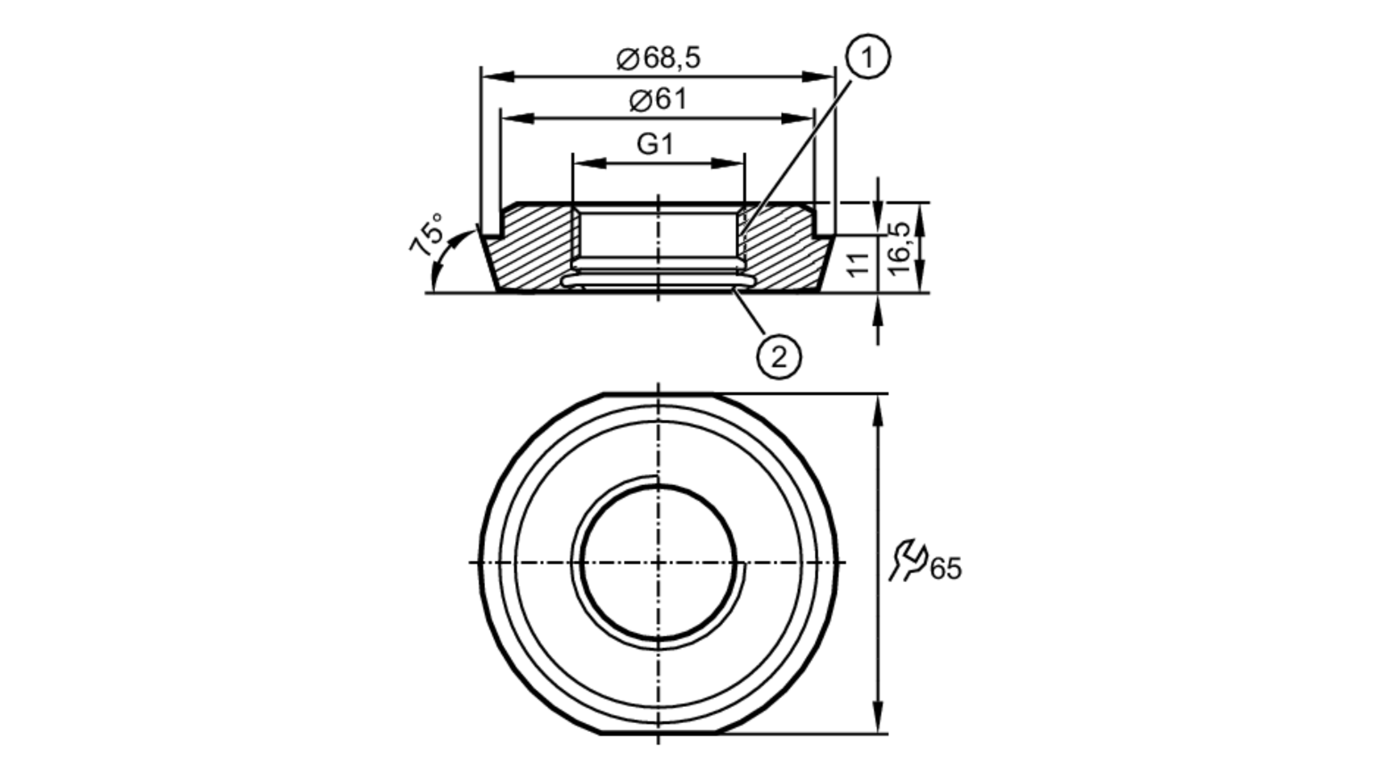 E33213 - Process adapter sanitary pipe fitting - ifm