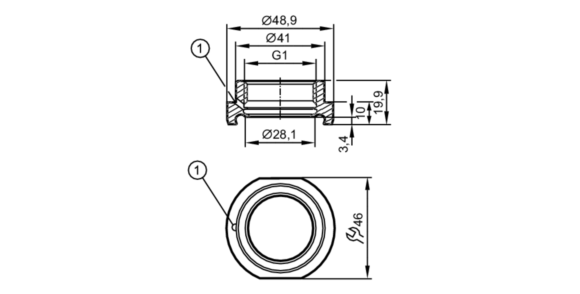 E33304 - process adapter pipe fitting DIN 11864 - ifm