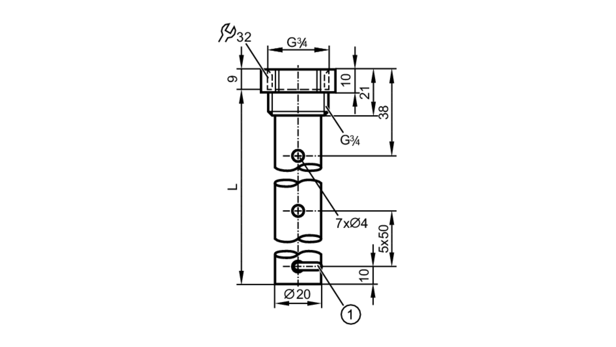E43213 - Coaxial tube for level sensors - ifm