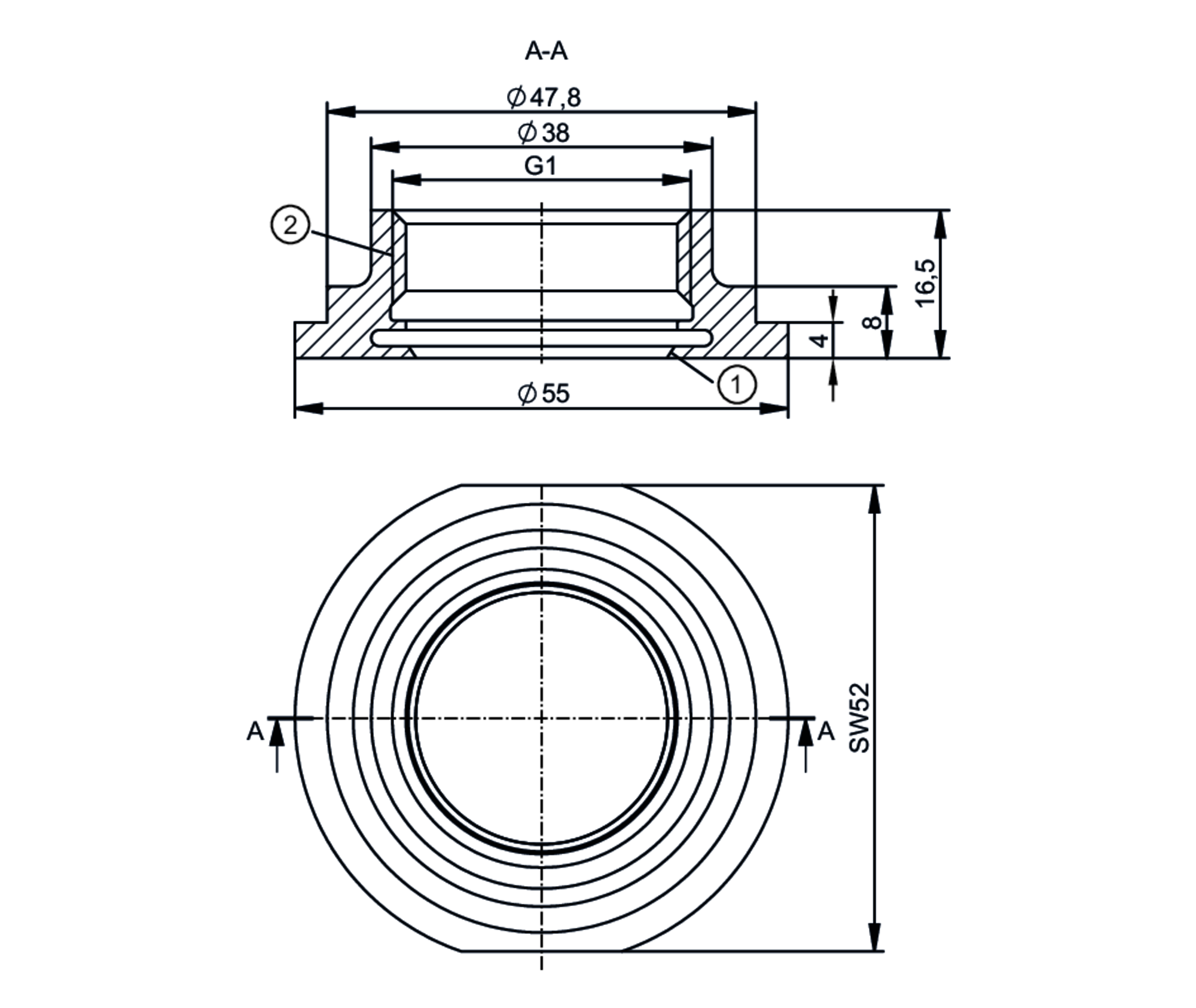 E33297 - Process adapter for SMS pipe fitting - ifm