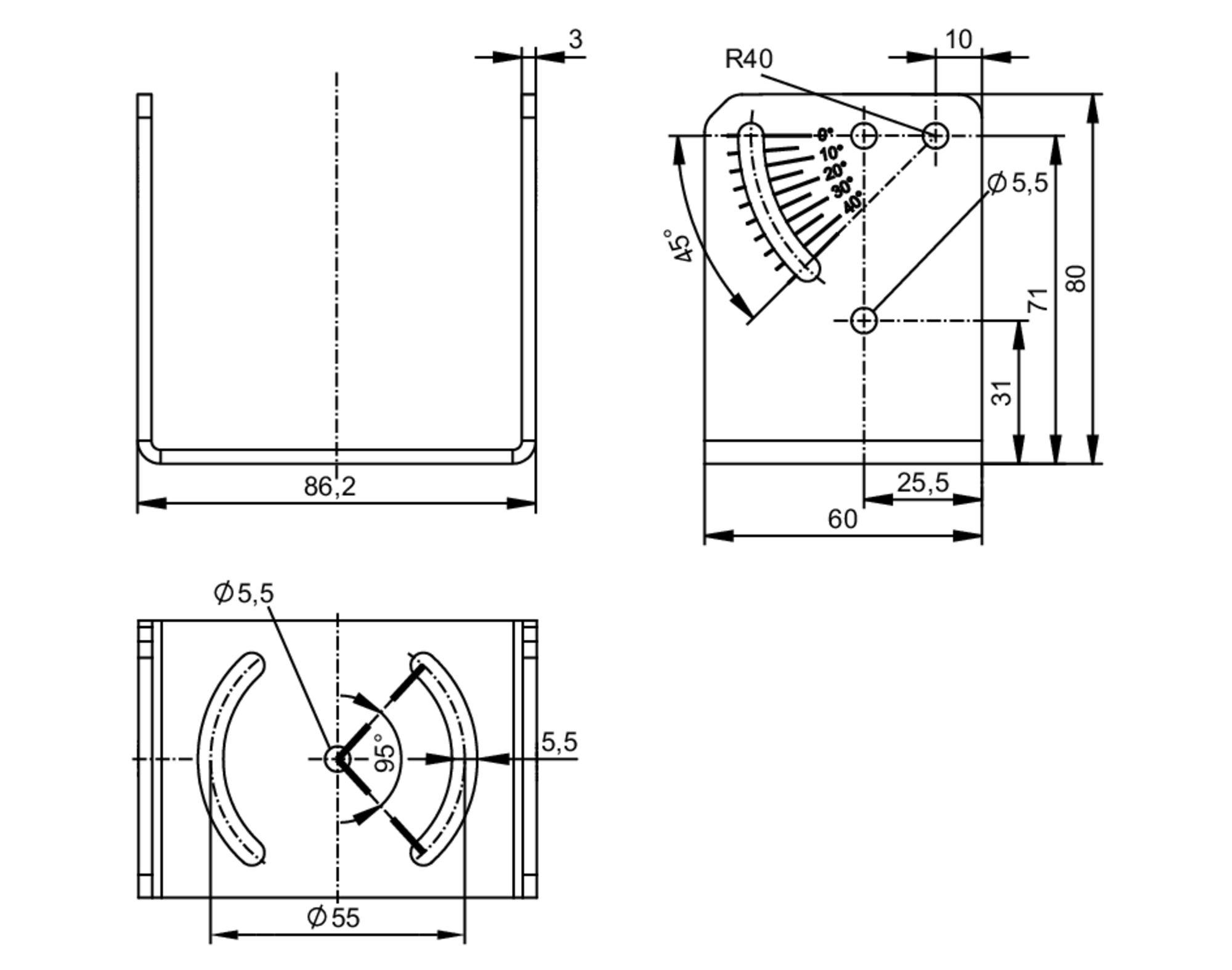 E23009 - Mounting bracket for radar sensors - ifm