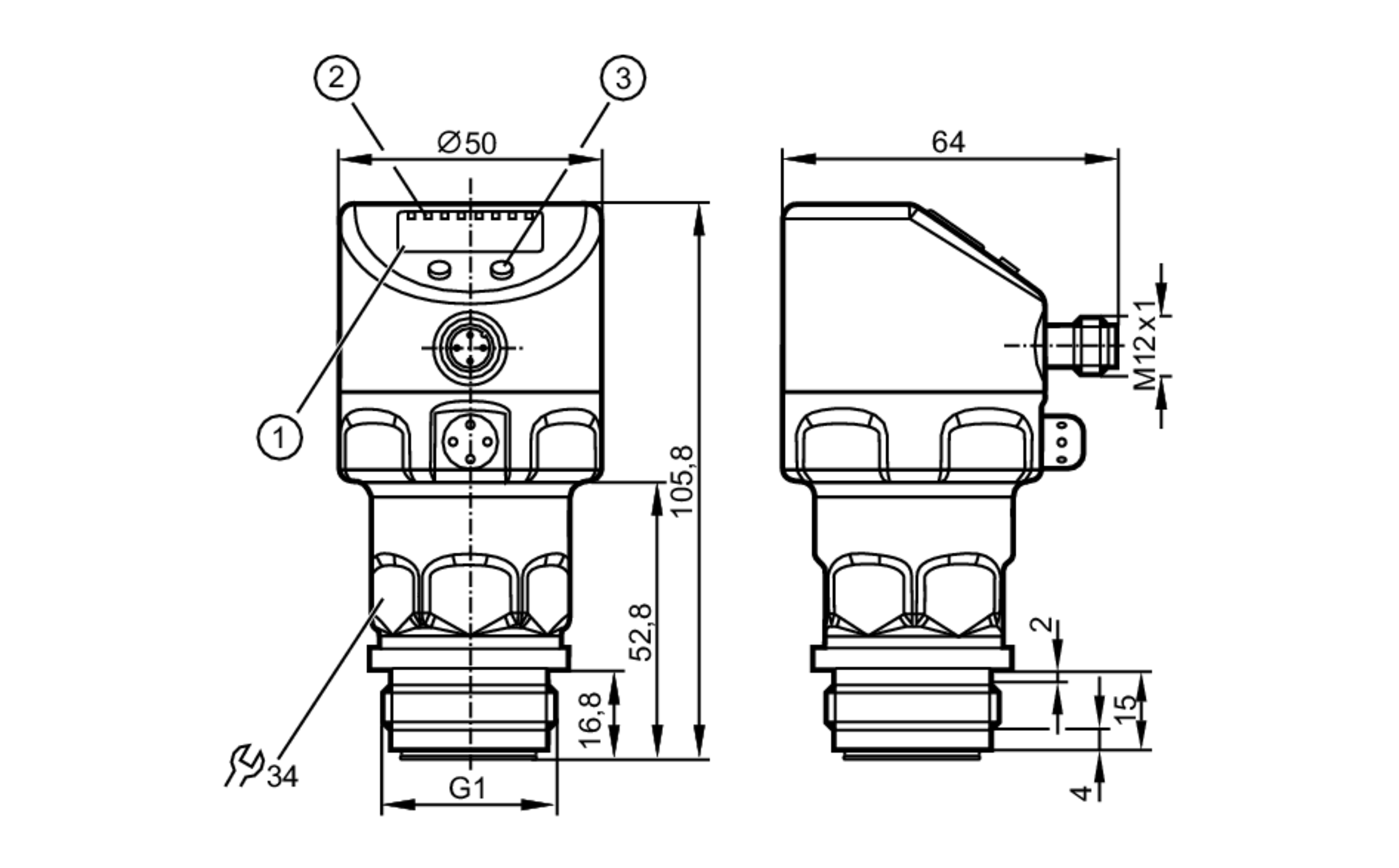 PI2798 - Flush pressure sensor with display - ifm