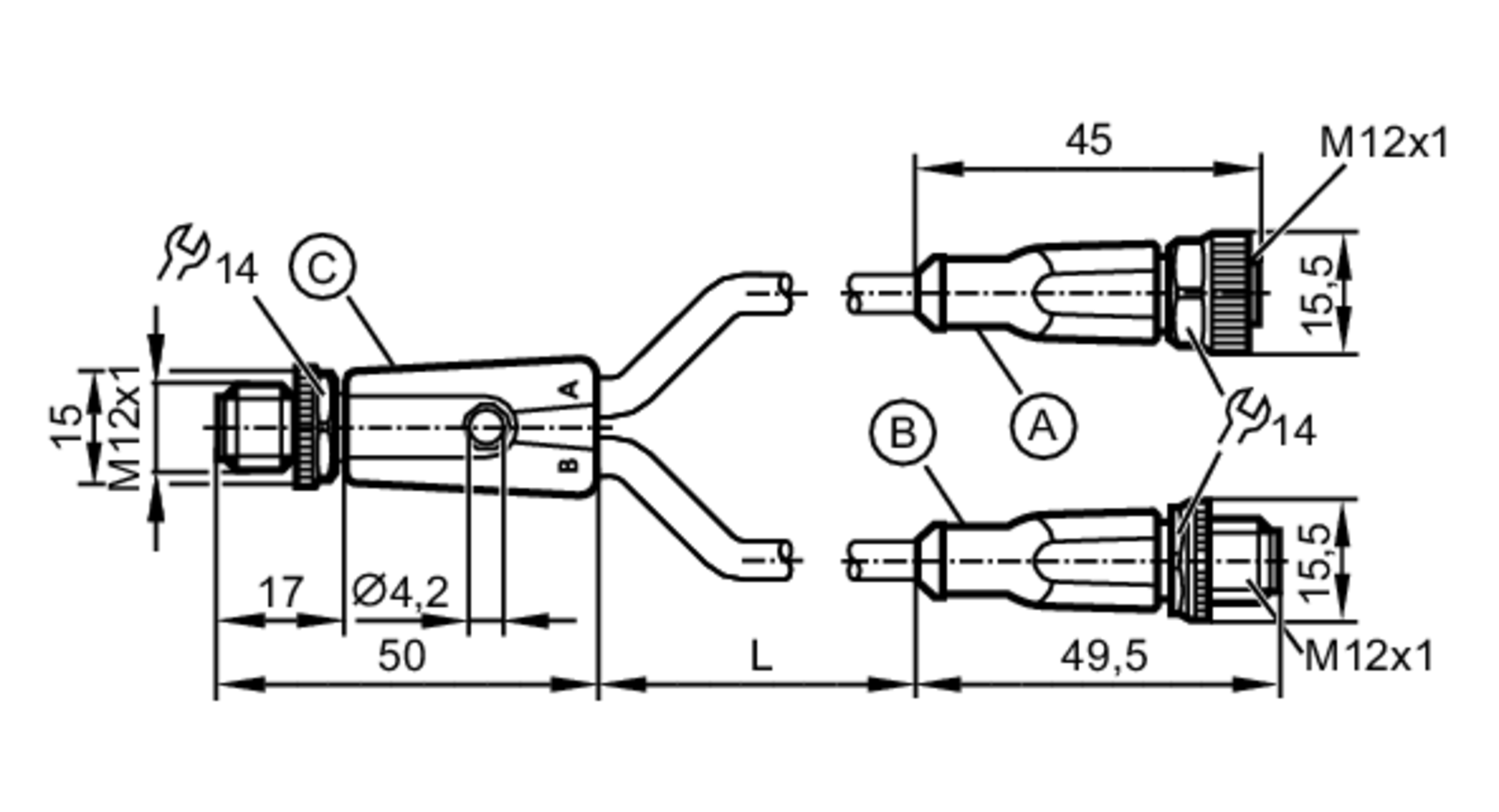 EVC696 - Y connection cable - ifm
