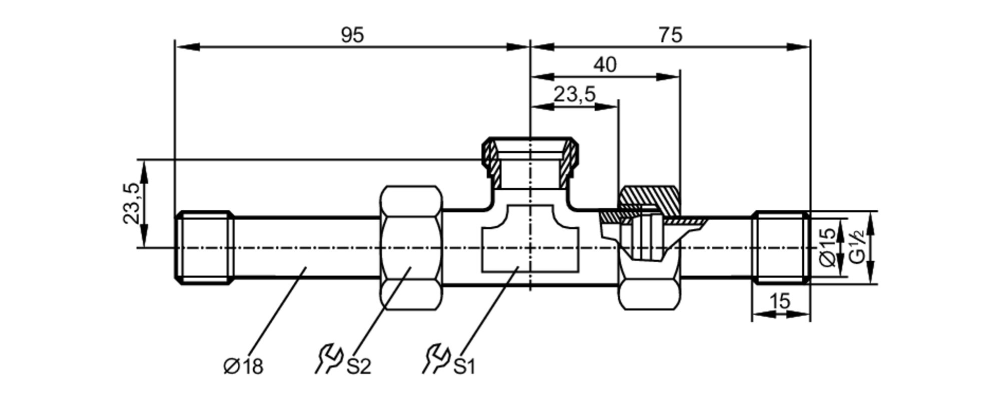 E40102 - T-piece with progressive ring fitting - ifm